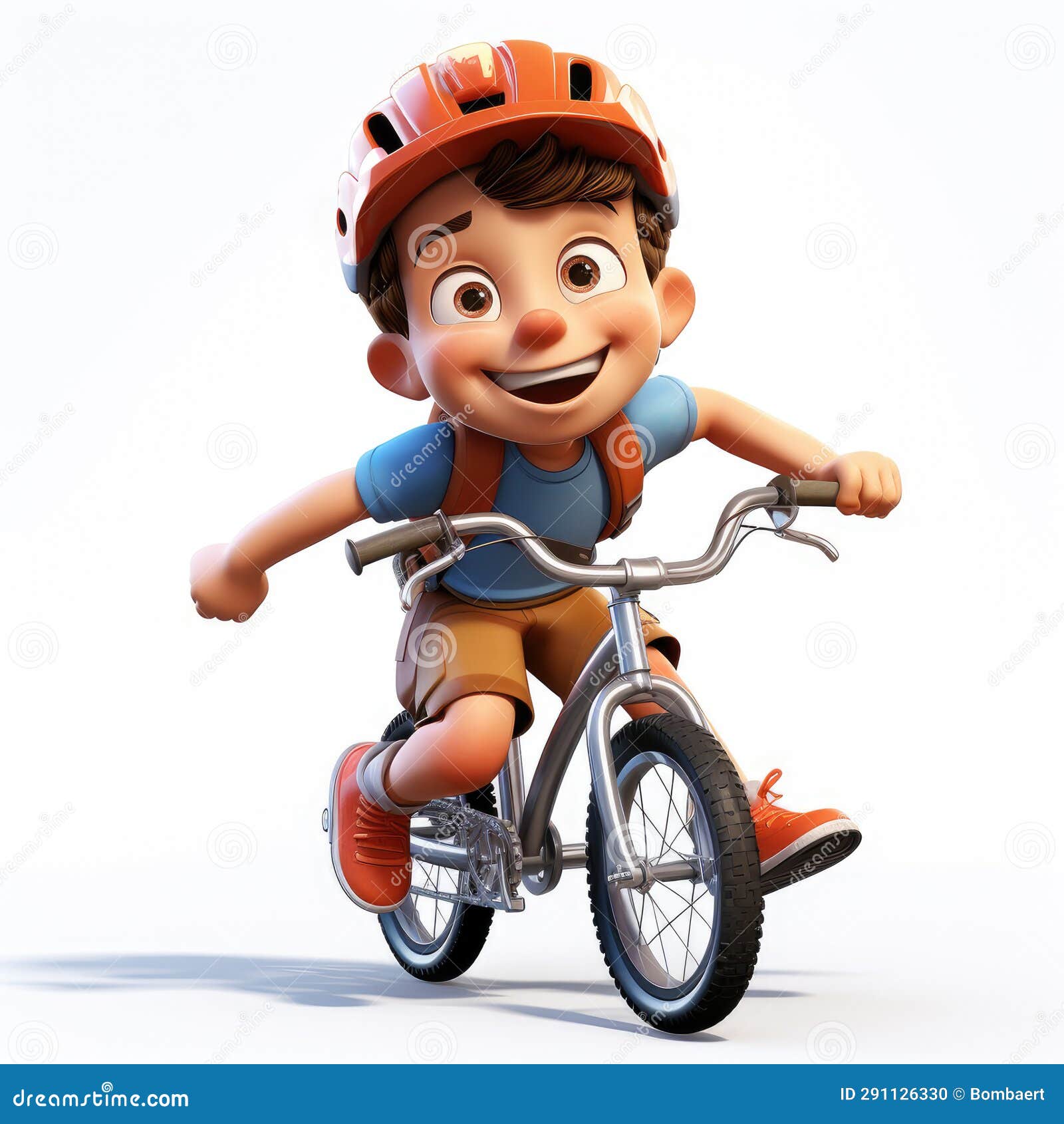 Generative Ai Illustration of 3d Cartoon Boy Riding Bicycle Stock ...
