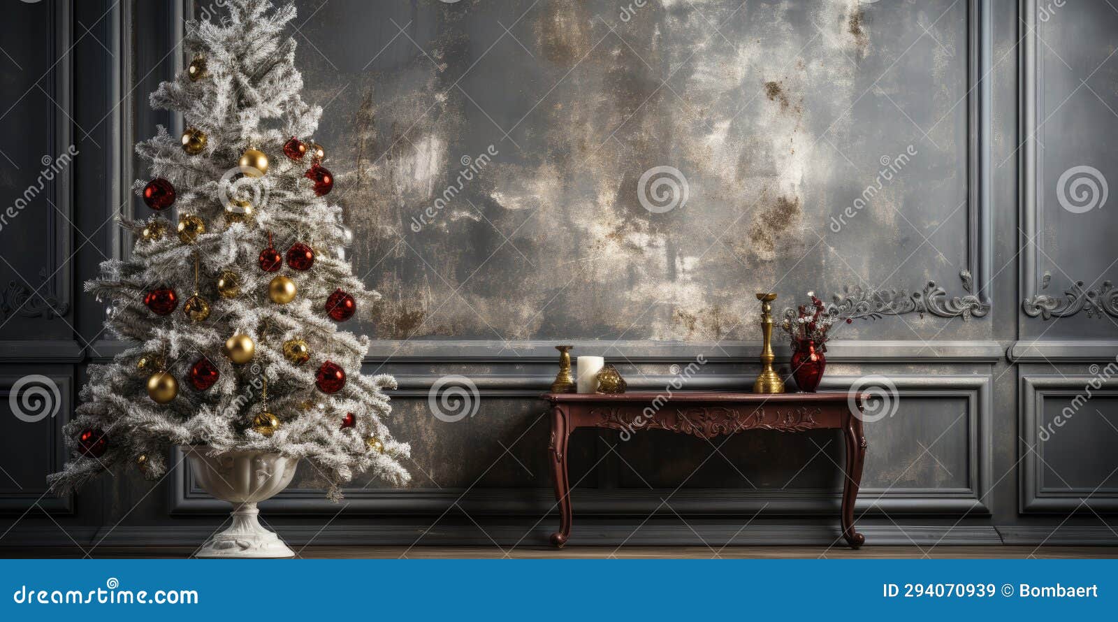 Generative Ai Illustration of Empty Room with Decorated Christmas Tree ...