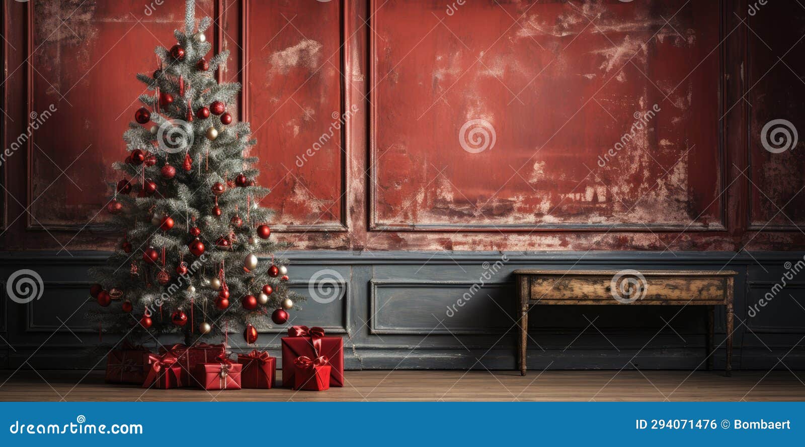 Generative Ai Illustration of Empty Room with Decorated Christmas Tree ...