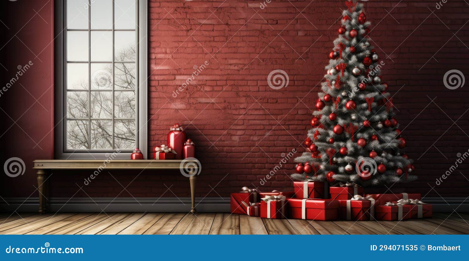 Generative Ai Illustration of Empty Room with Decorated Christmas Tree ...