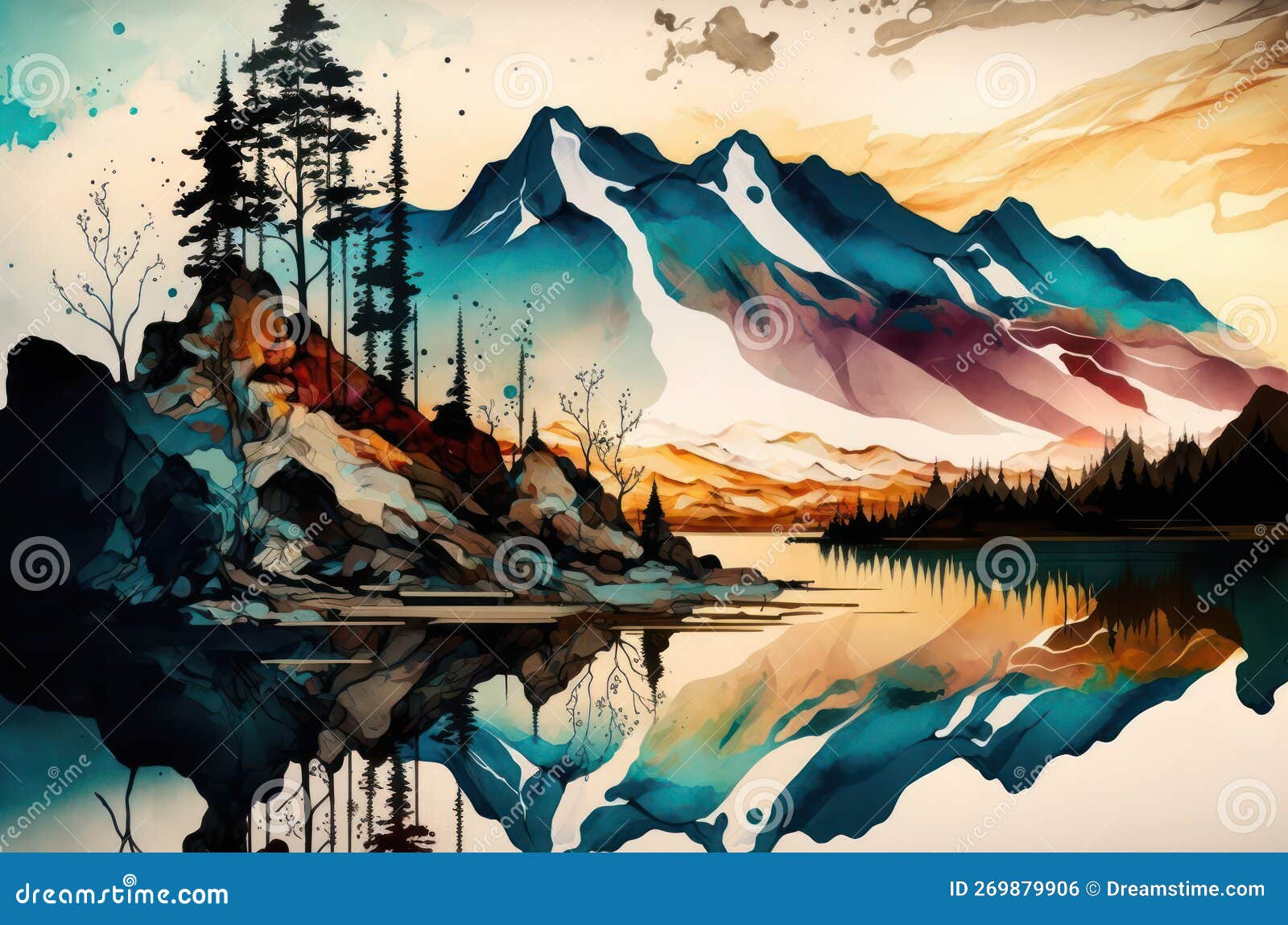 Generative AI Illustration Of Fantasy Landscape Created Using Cel ...