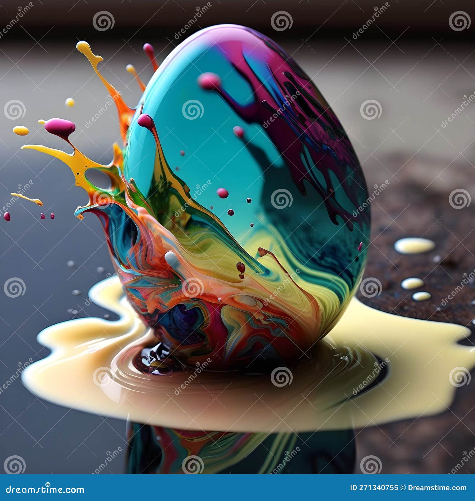 Generative AI Illustration Fluid Art Paint Abstract Splash. Easter ...