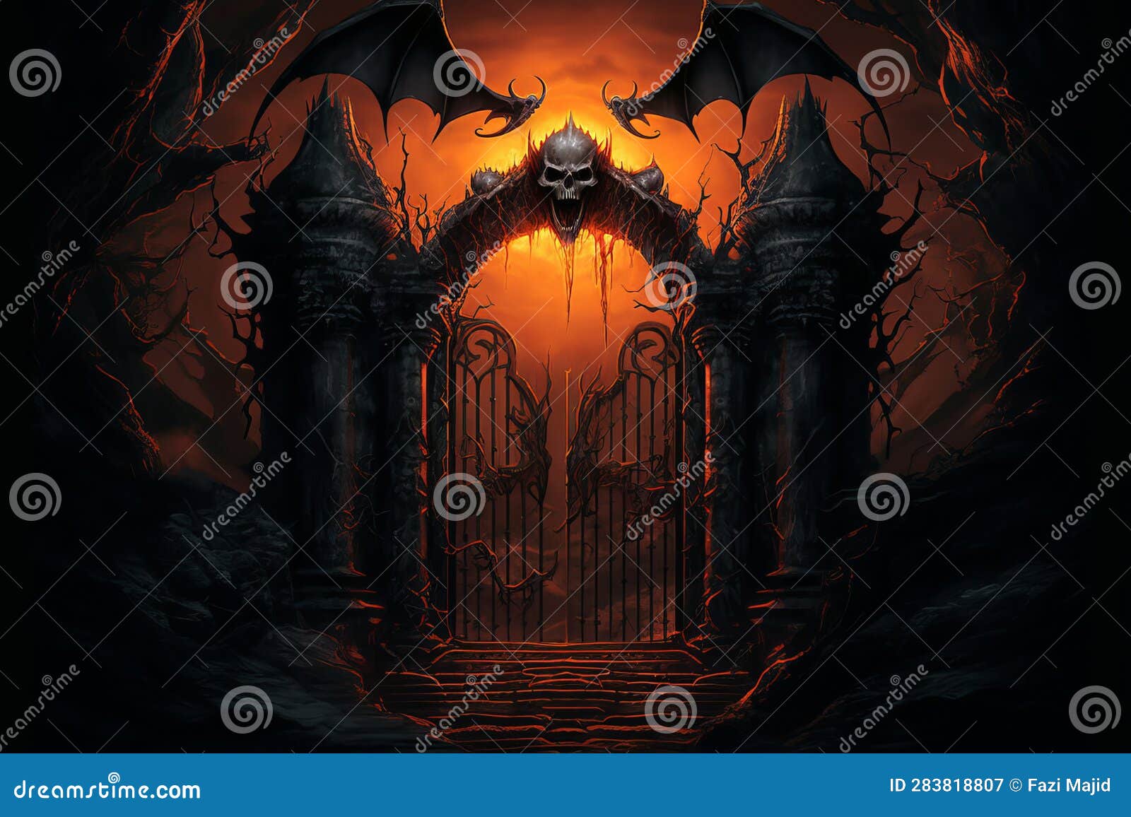 Generative AI Illustration of Gate To Hell. Gate of Hell Look Dark and ...