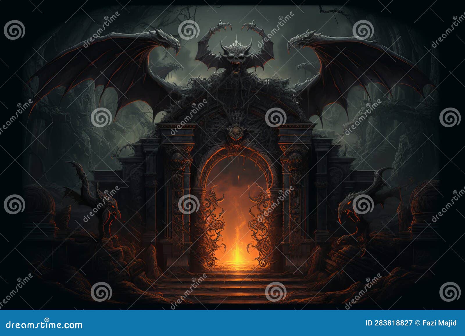 Generative AI Illustration of Gate To Hell. Gate of Hell Look Dark and ...