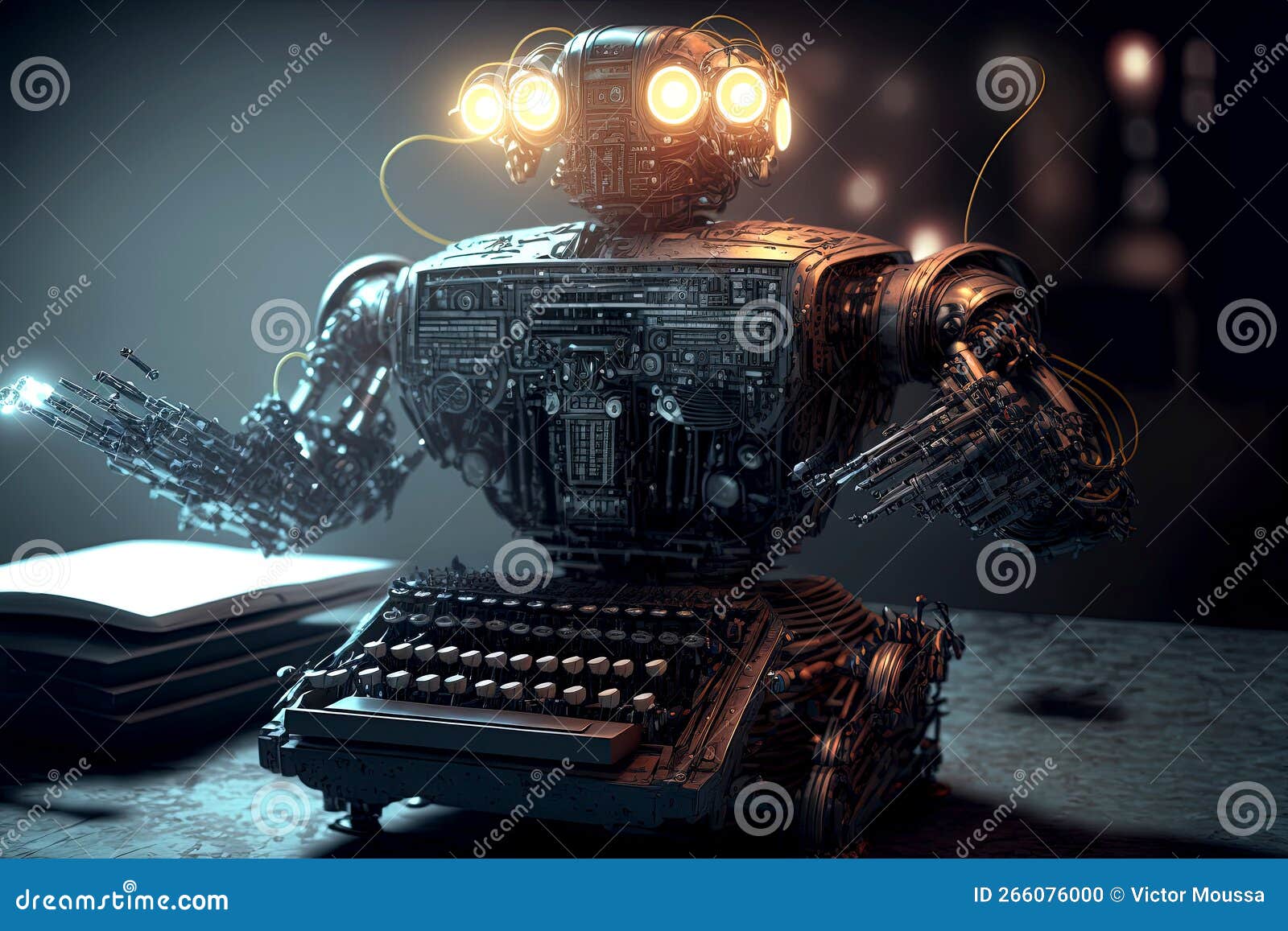 Generative AI Illustration of Half Typewriter and Half Chatbot Robot ...