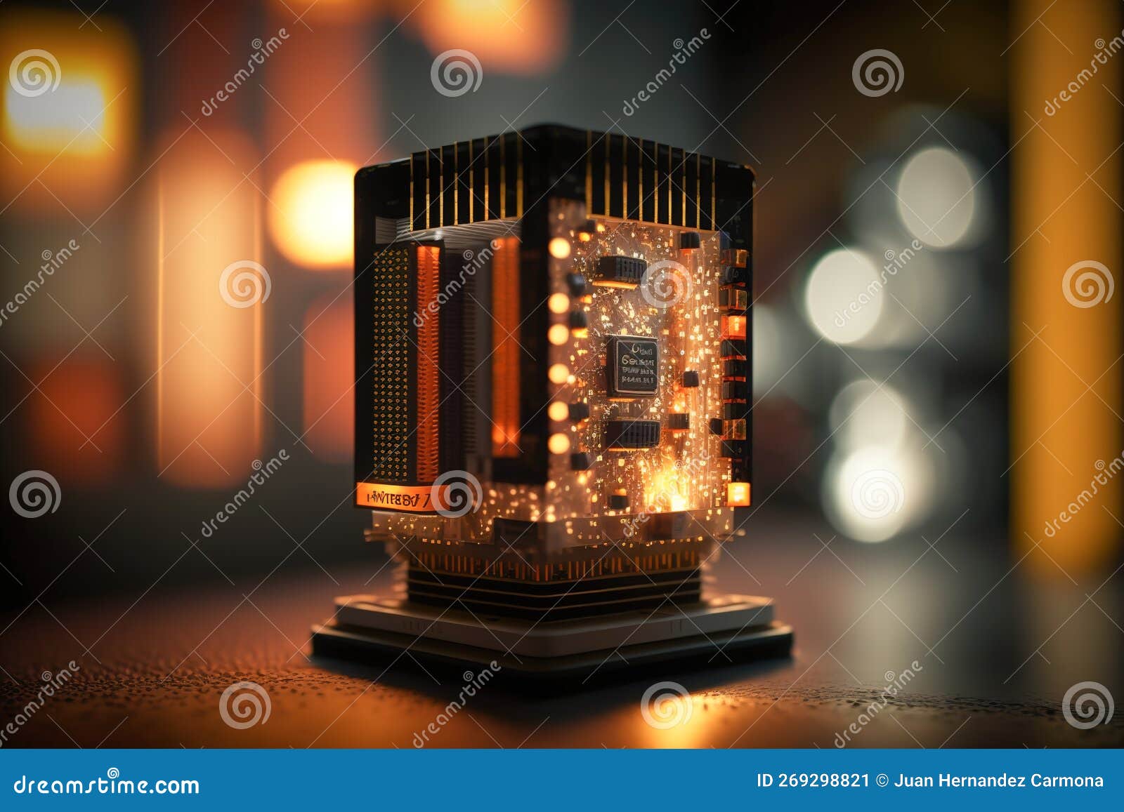 Generative AI Illustration of Hi Tech Device with Chips on Desk Stock ...