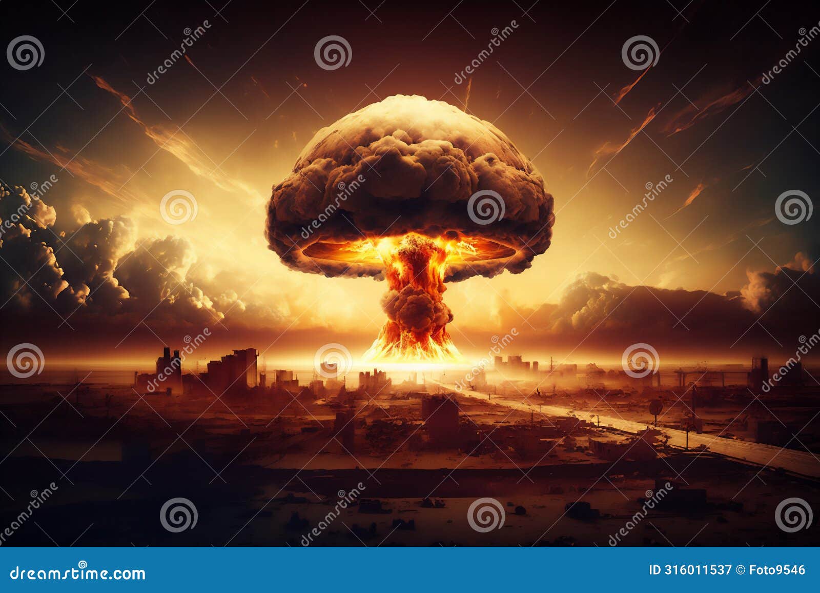 Generative Ai Illustration of a Huge Nuclear Bomb Explosion, End of the ...