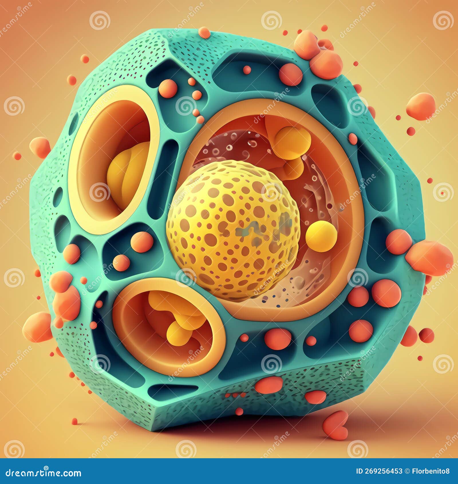 Generative AI, Illustration of a Human Cell Stock Illustration ...