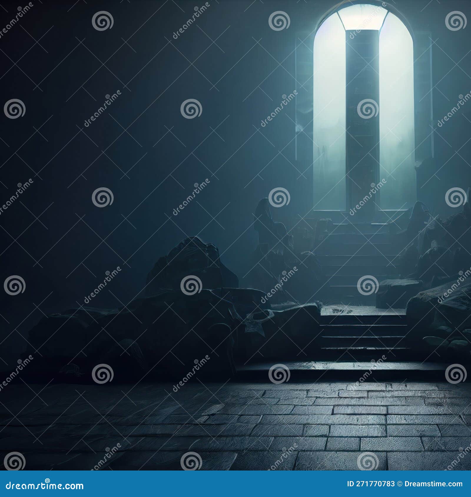 Generative AI Illustration Image of an Empty Throne Room in a Ruined ...