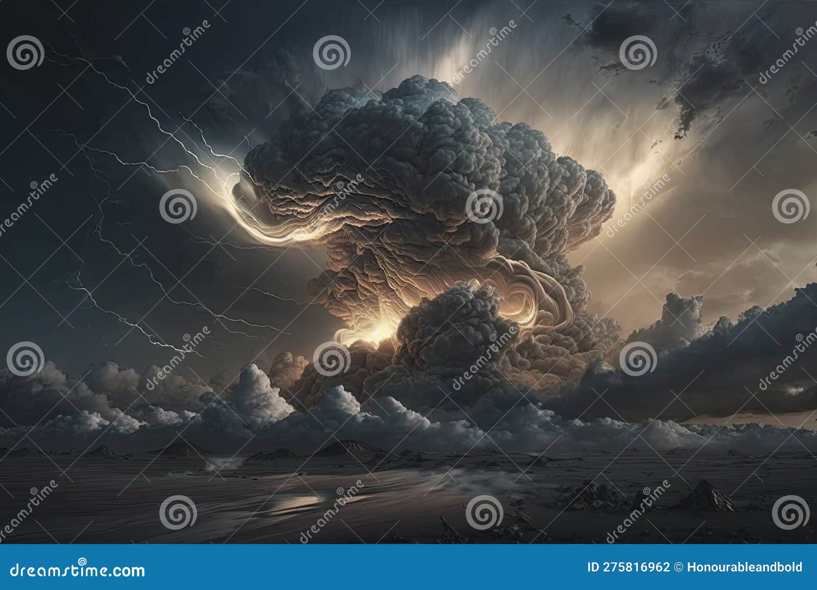 Generative AI Illustration Image of Nuclear Explosion Mushroom Cloud ...