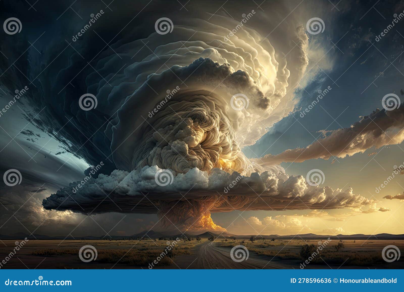 Generative AI Illustration Image of Nuclear Explosion Mushroom Cloud ...
