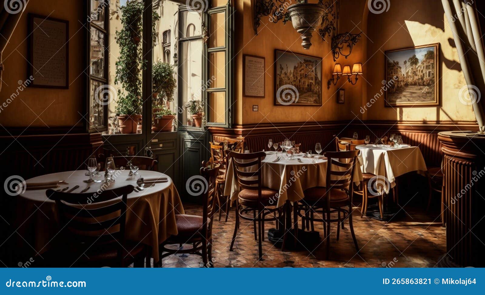 Generative AI Illustration of Italian Restaurant Stock Illustration ...