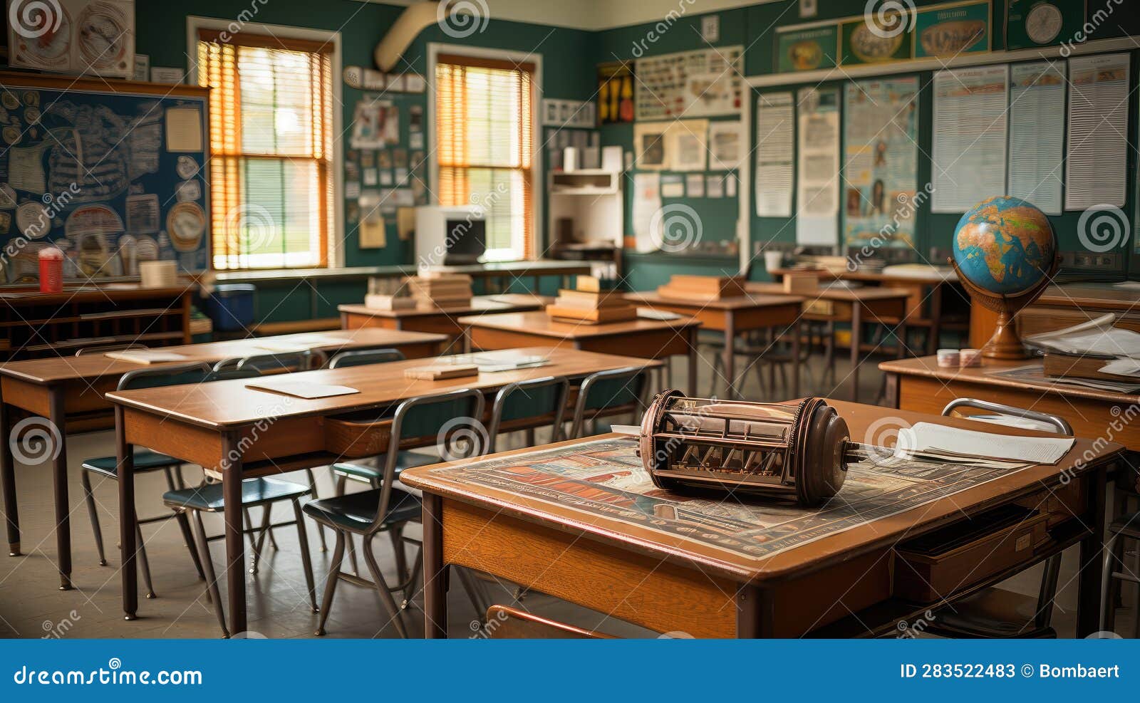 Generative Ai Illustration of Large and Empty Classroom Stock ...