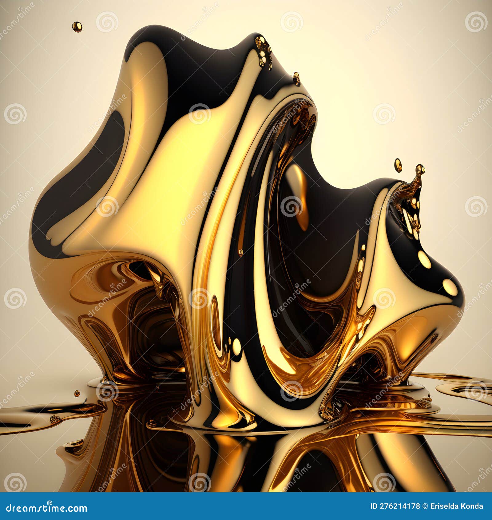 Generative AI Illustration. Liquid Gold Abstract Background Stock ...