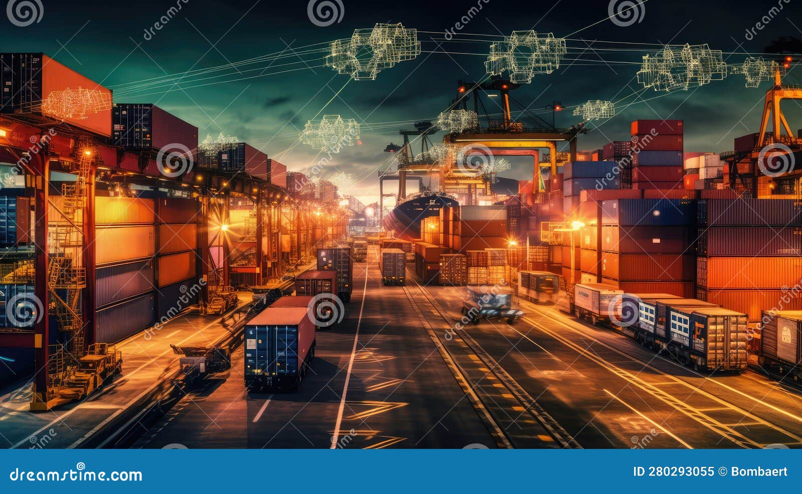 Generative Ai Illustration of Logistics and Transportation Stock ...