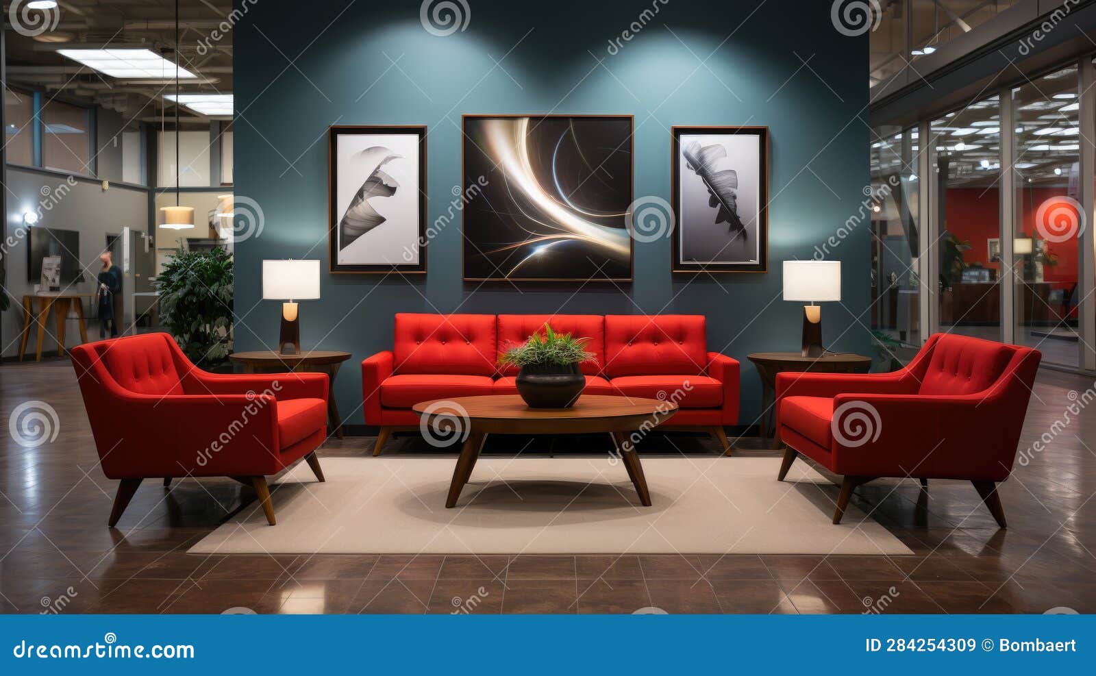 Generative Ai Illustration of Luxurious Company Reception Area with ...