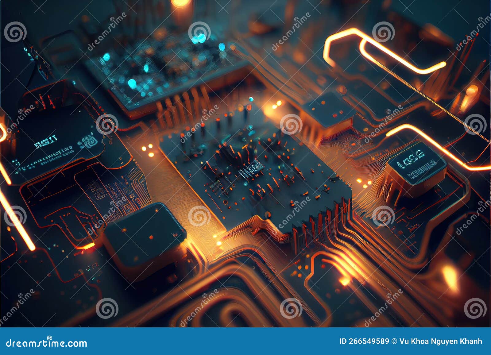 Generative AI Illustration of Macro Shot of Circuit Cyberspace Board ...