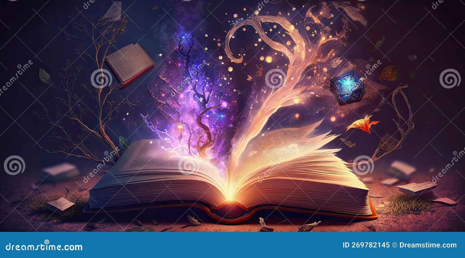 Magic Bright Book, Ai Generated Illustration Stock Illustration ...