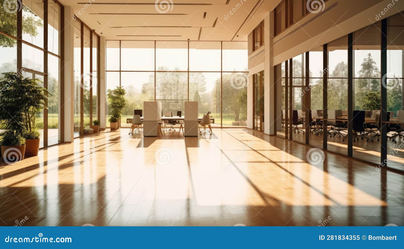 Generative Ai Illustration of Minimalist Spacious Office Hall ...