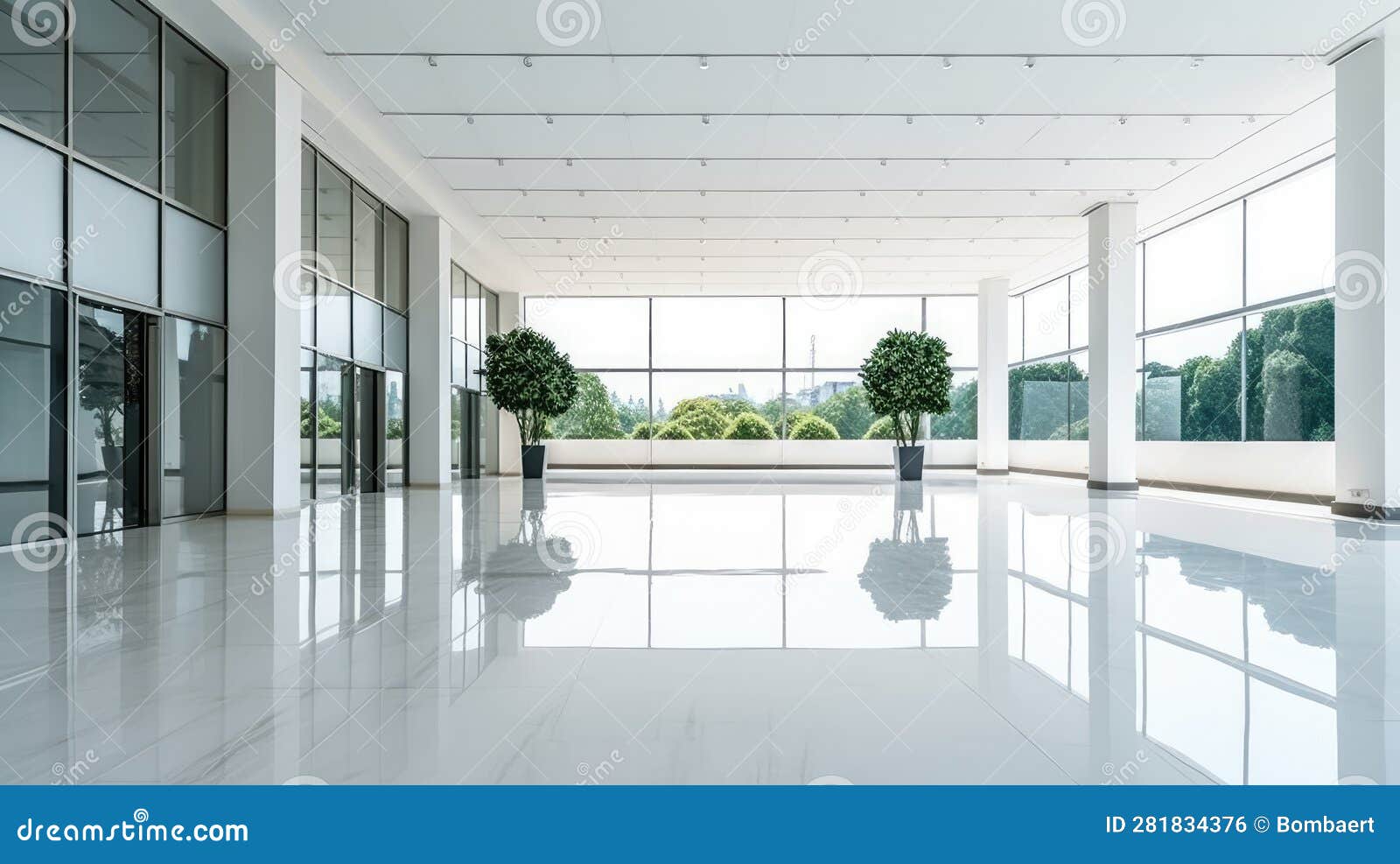 Generative Ai Illustration of Minimalist Spacious Office Hall Stock ...