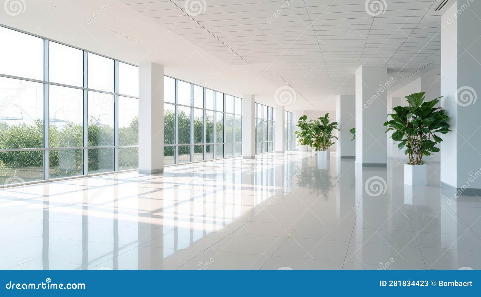 Generative Ai Illustration of Minimalist Spacious Office Hall Stock ...