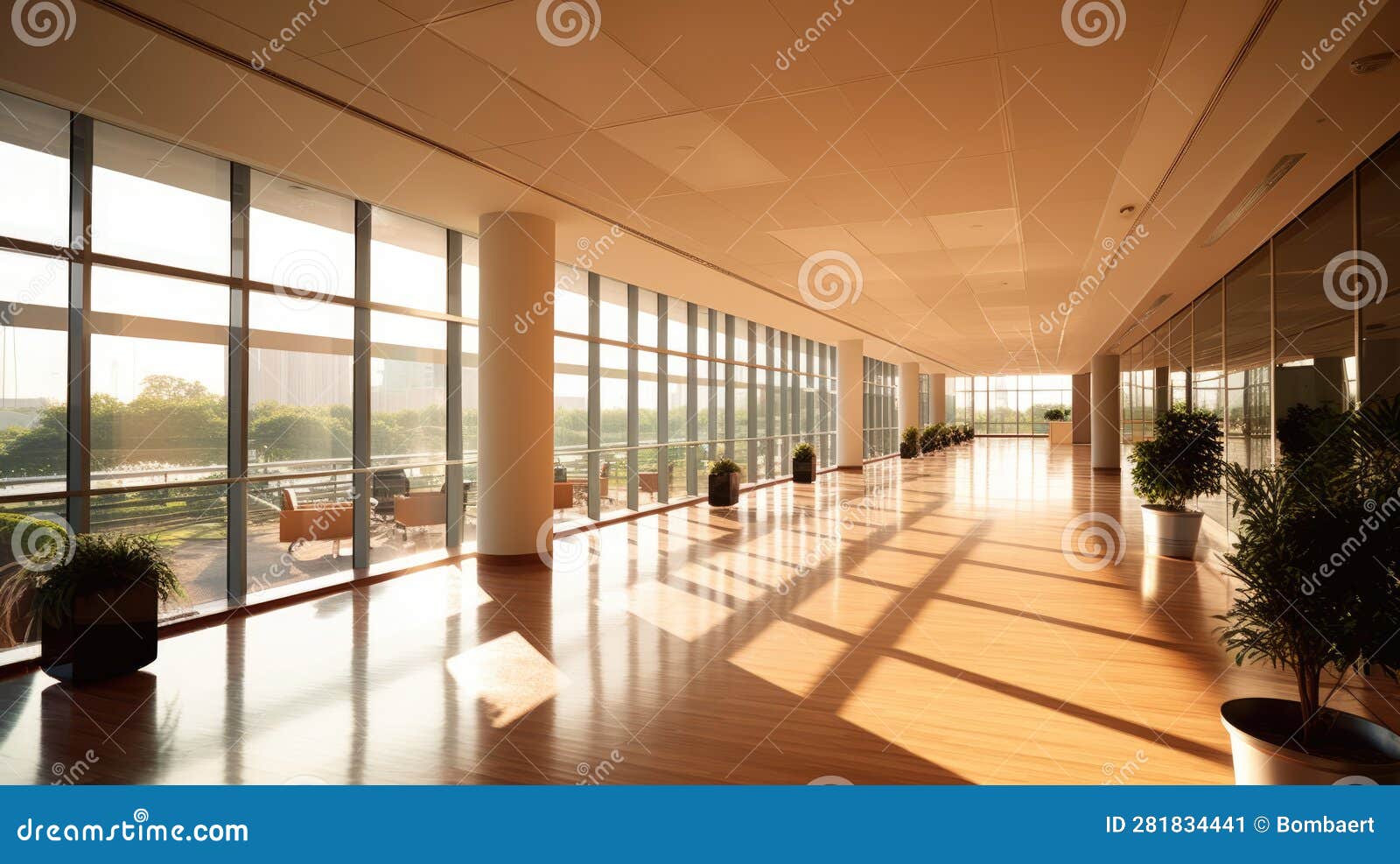 Generative Ai Illustration of Minimalist Spacious Office Hall Stock ...