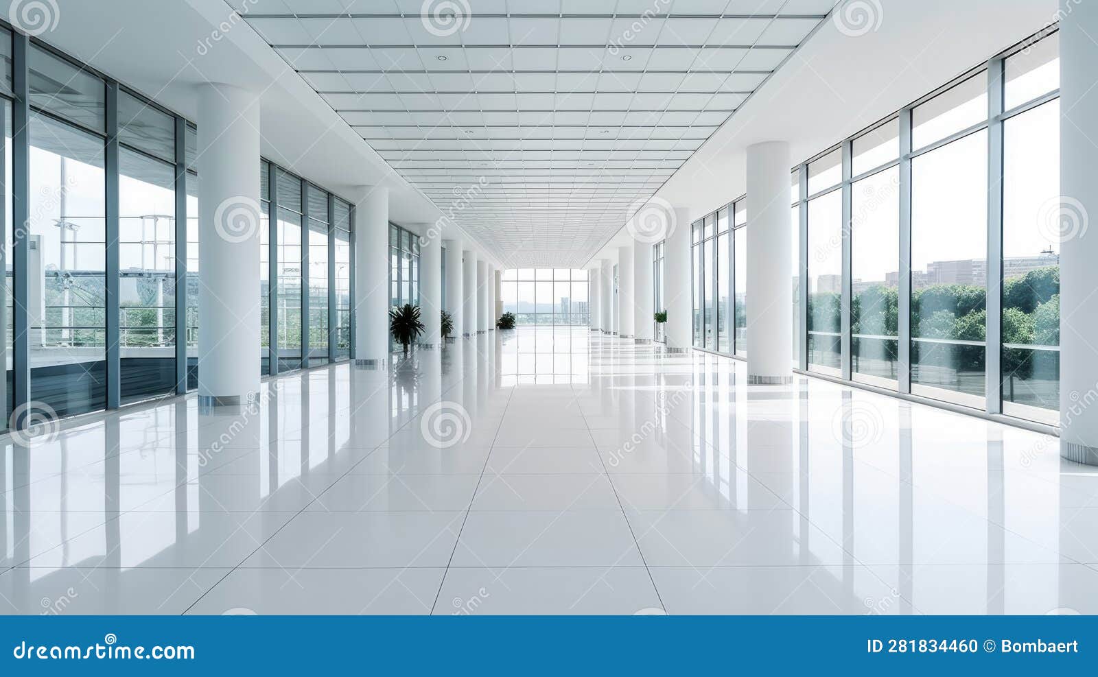 Generative Ai Illustration of Minimalist Spacious Office Hall Stock ...