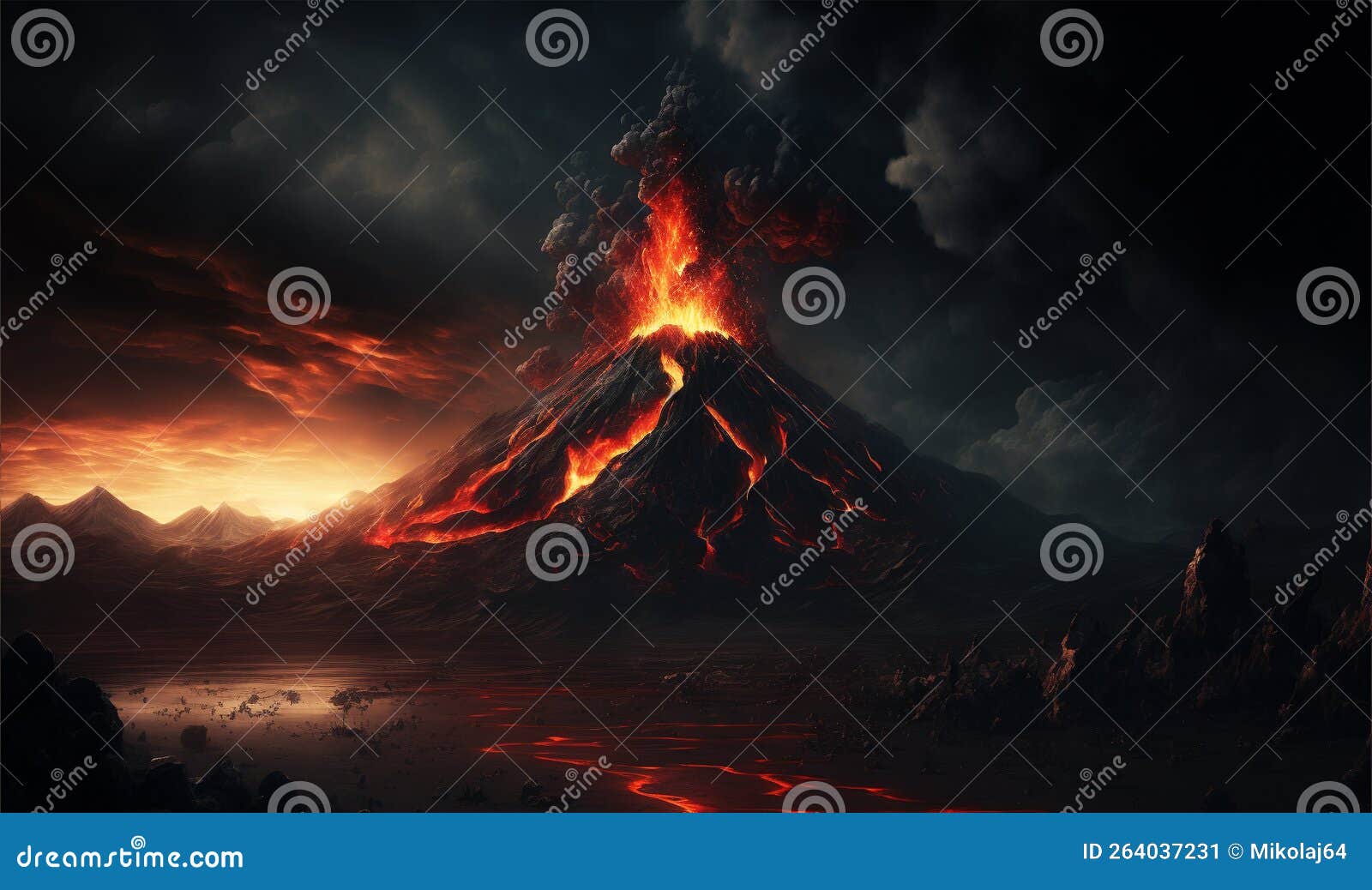 Generative AI Illustration of Mount Doom Volcano in Mordor Stock ...