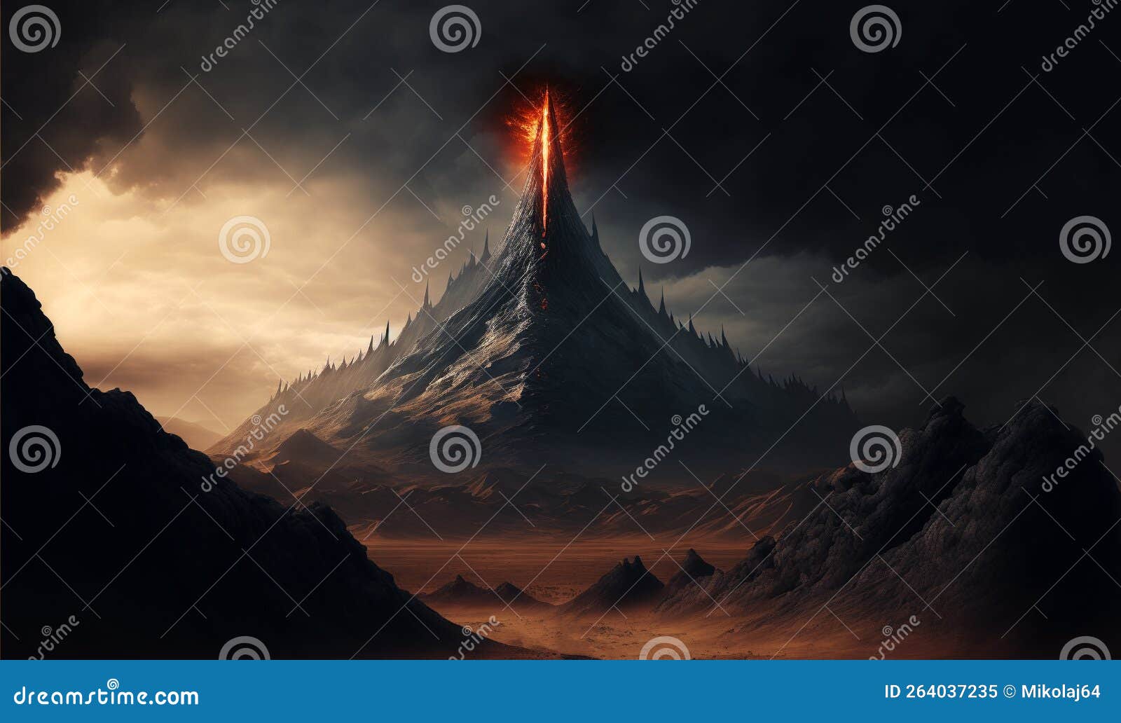 Generative AI Illustration of Mount Doom Volcano in Mordor Stock ...