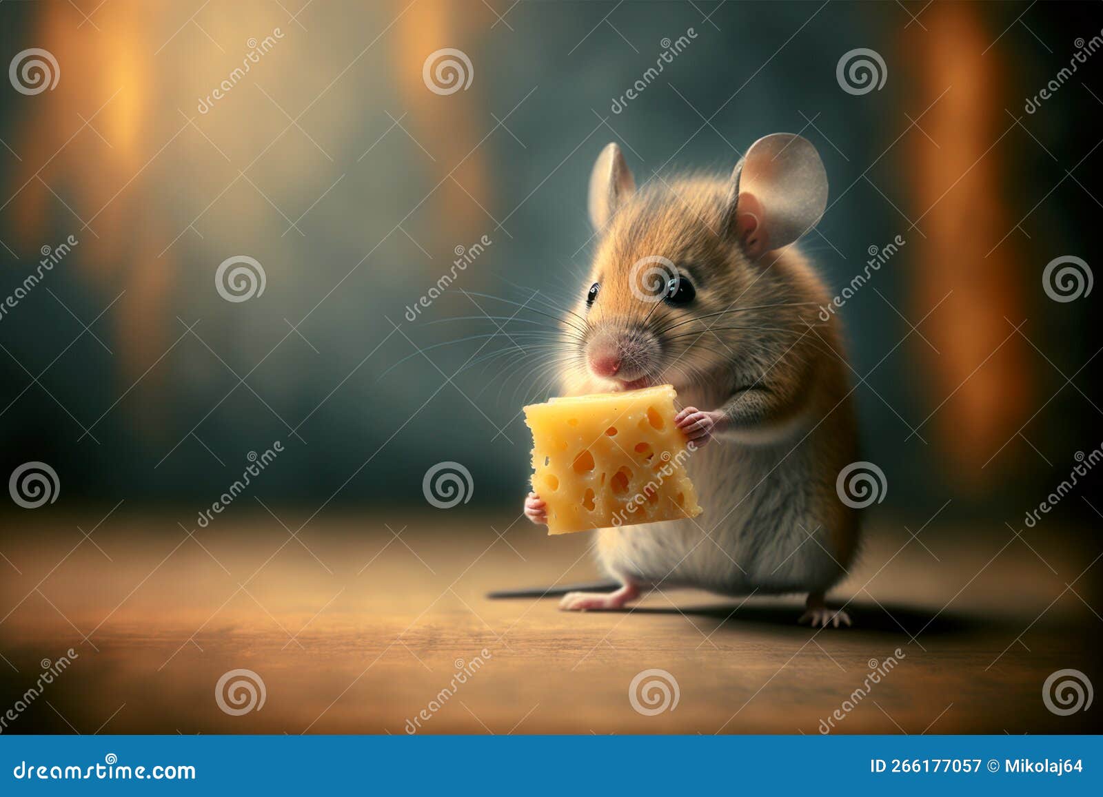 Generative AI Illustration of Mouse Eating Cheese Stock Illustration ...