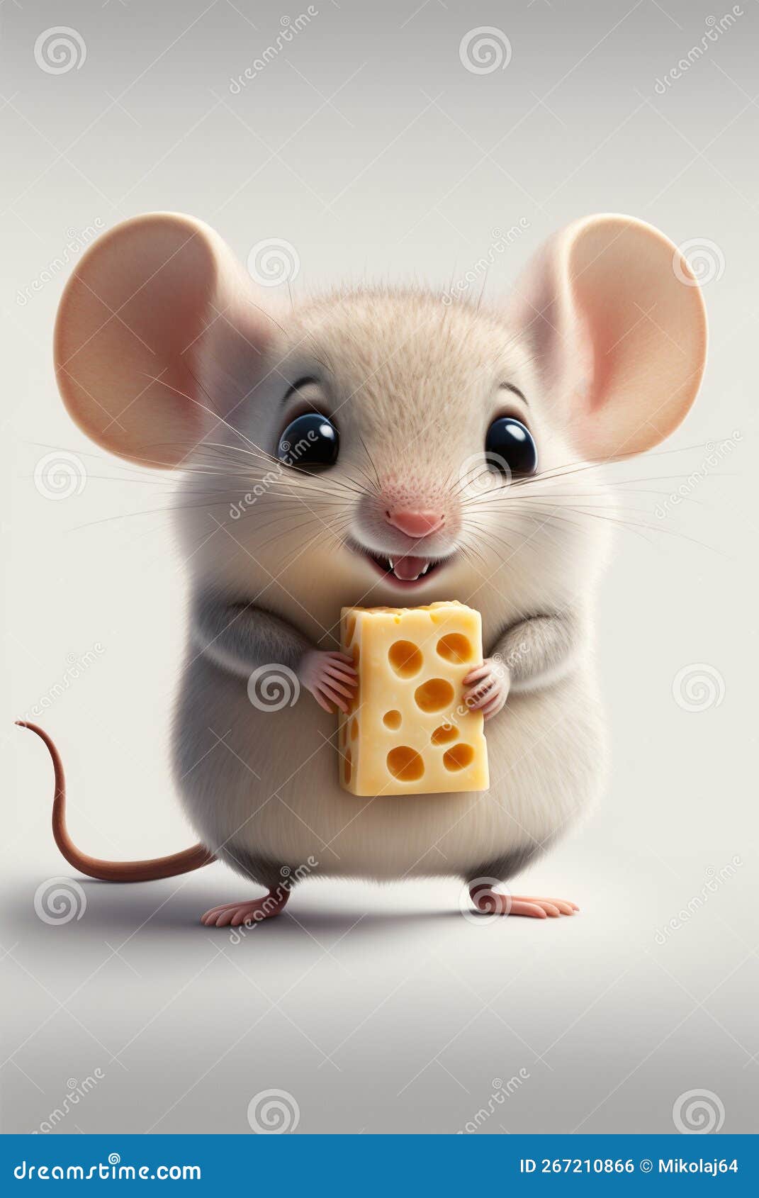 Generative AI Illustration of Mouse Holding Cheese Stock Illustration ...