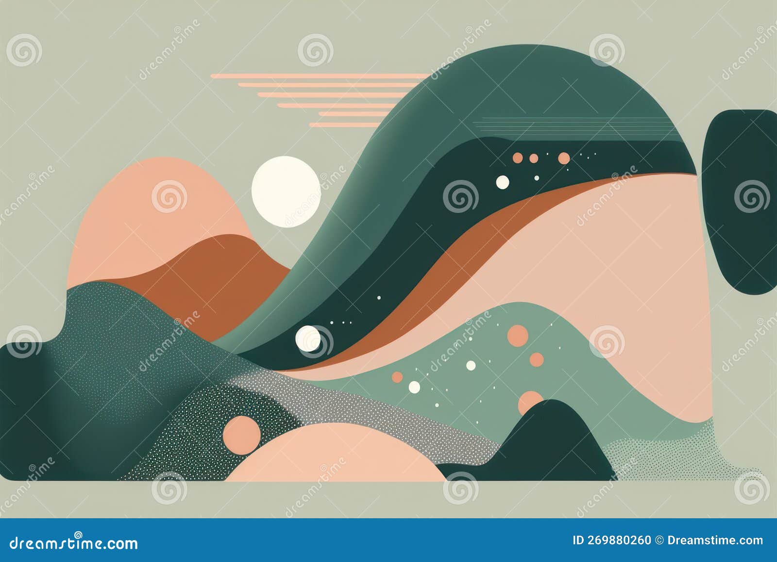 Generative AI Illustration of Muted Color Nature Theme Abstract ...