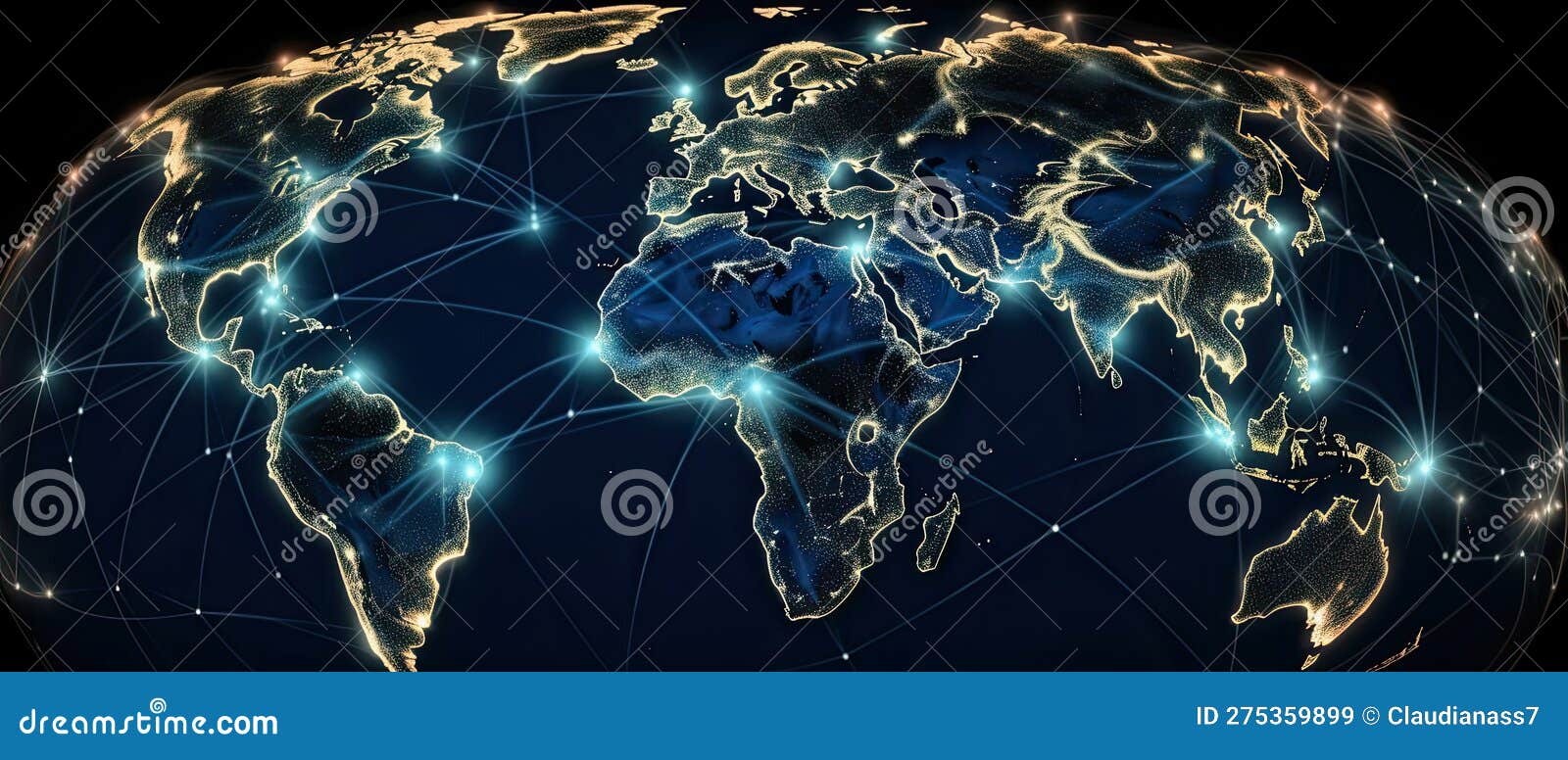 Map of the World with Connection Lines, Generative Ai Stock ...