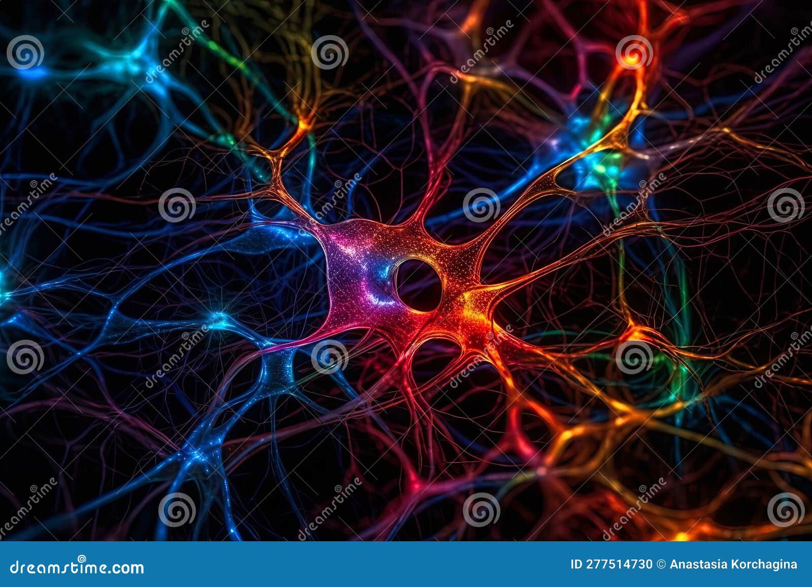 Generative AI Illustration of Neural Cells with a Light Pulse on a Dark ...