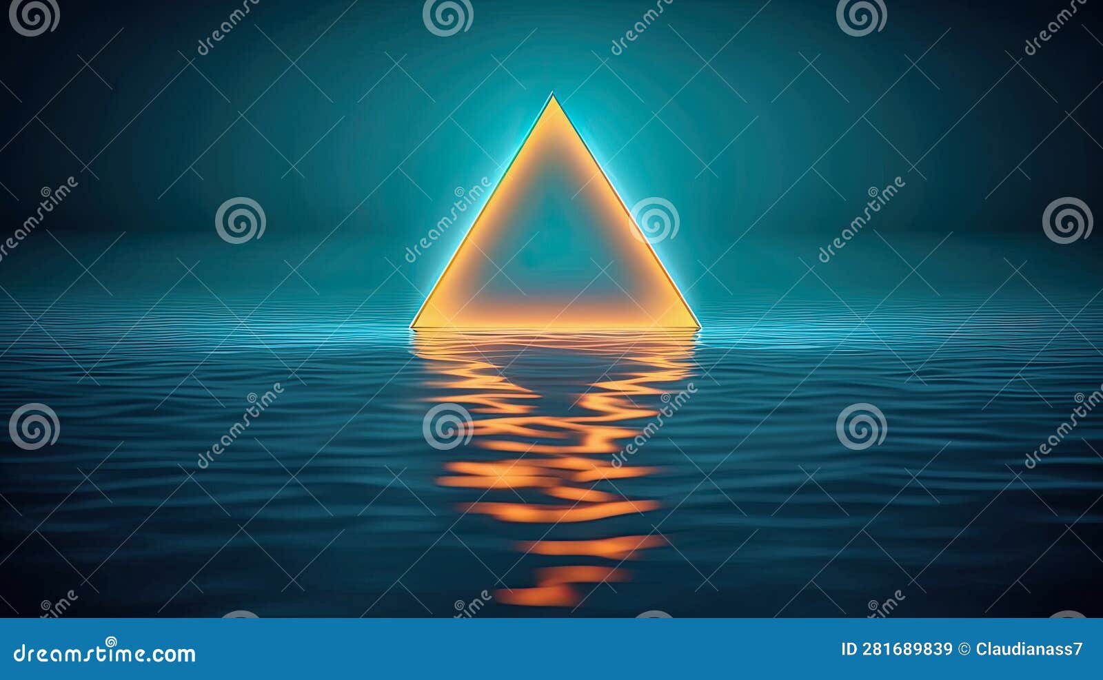 Triangle on Water Surface, Generative Midjourney Ai Stock Illustration ...
