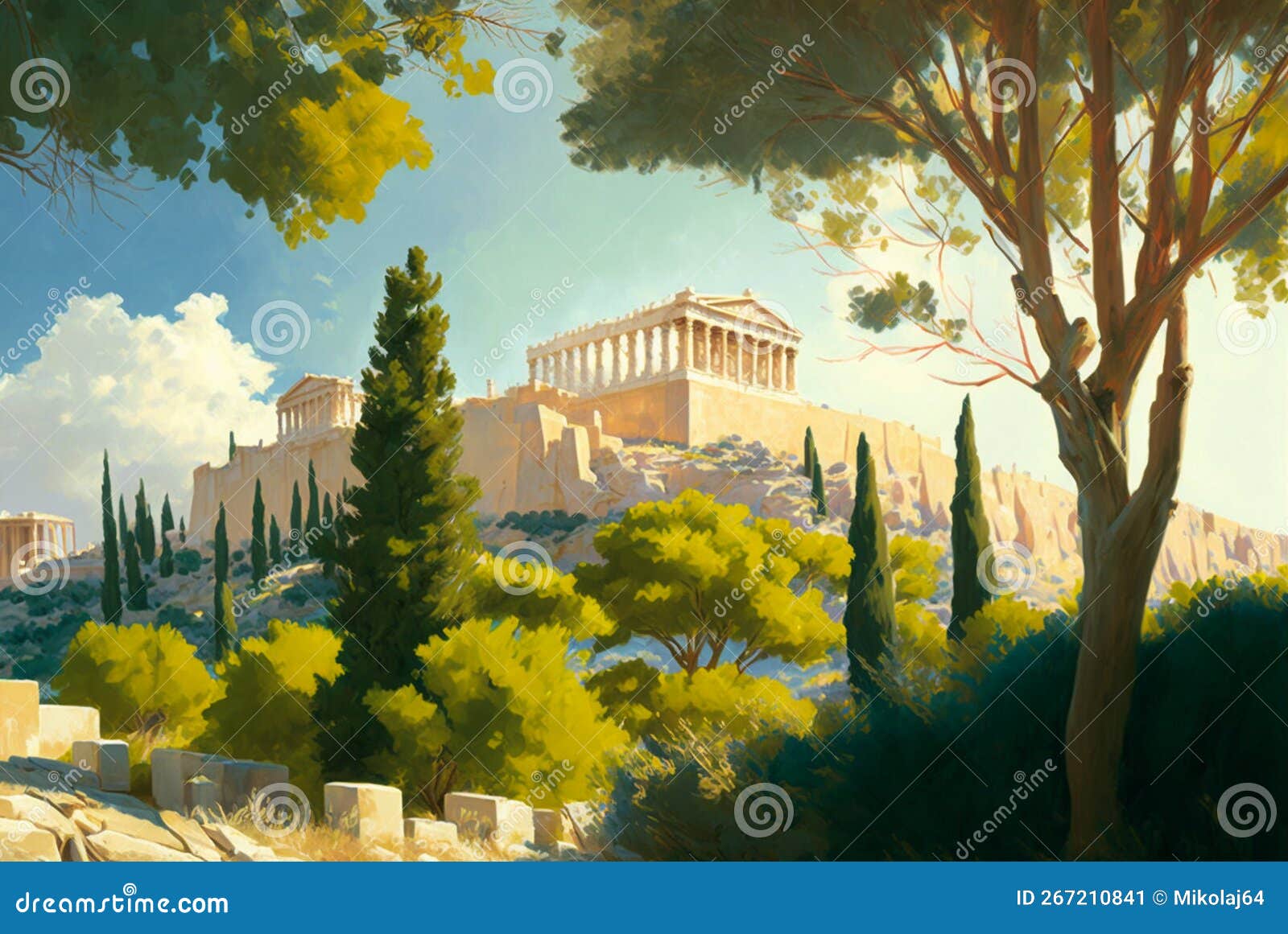 Generative AI Illustration of Parthenon on Akropolis Hill in Athens ...