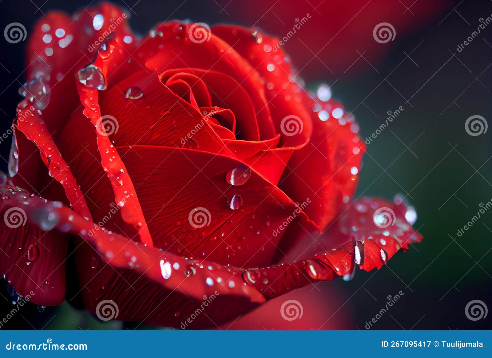 A Red Rose Bud With Rain Drops Close Up Shot Stock Illustration Illustration Of T Nature