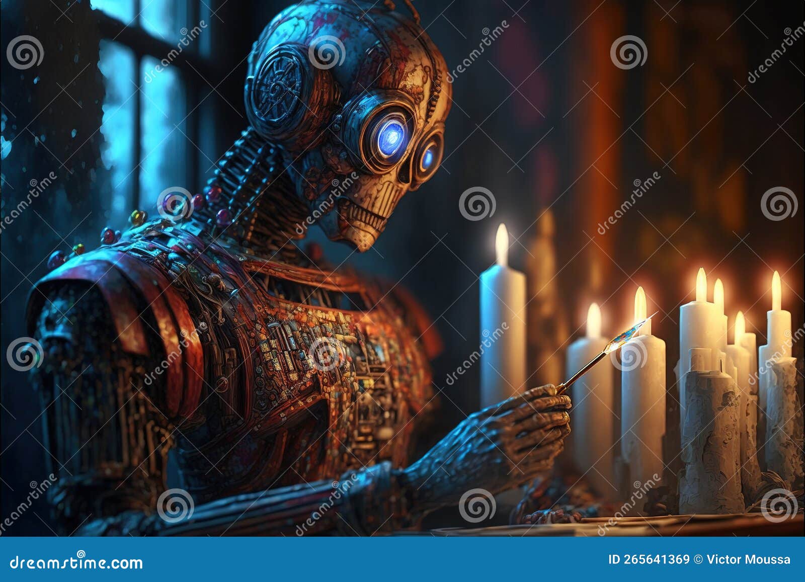 Robot Artist Drawing Madonna. AI Generated Drawing, Artificial ...