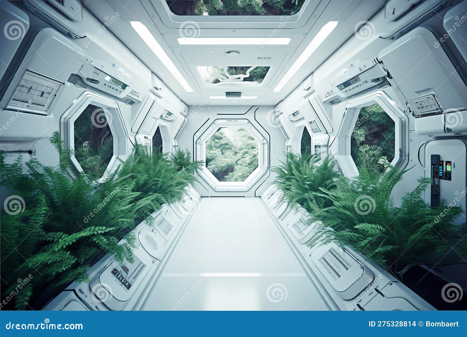 Generative Ai Illustration of a Sci-fi Futuristic Interior Design with ...