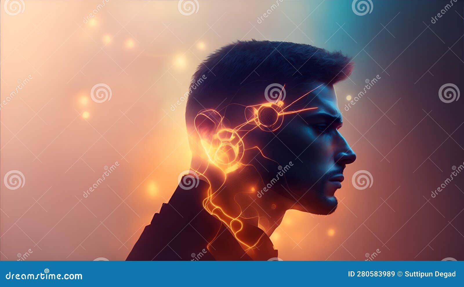 Generative Ai Illustration Side Profile of a Shadows Man Double ...