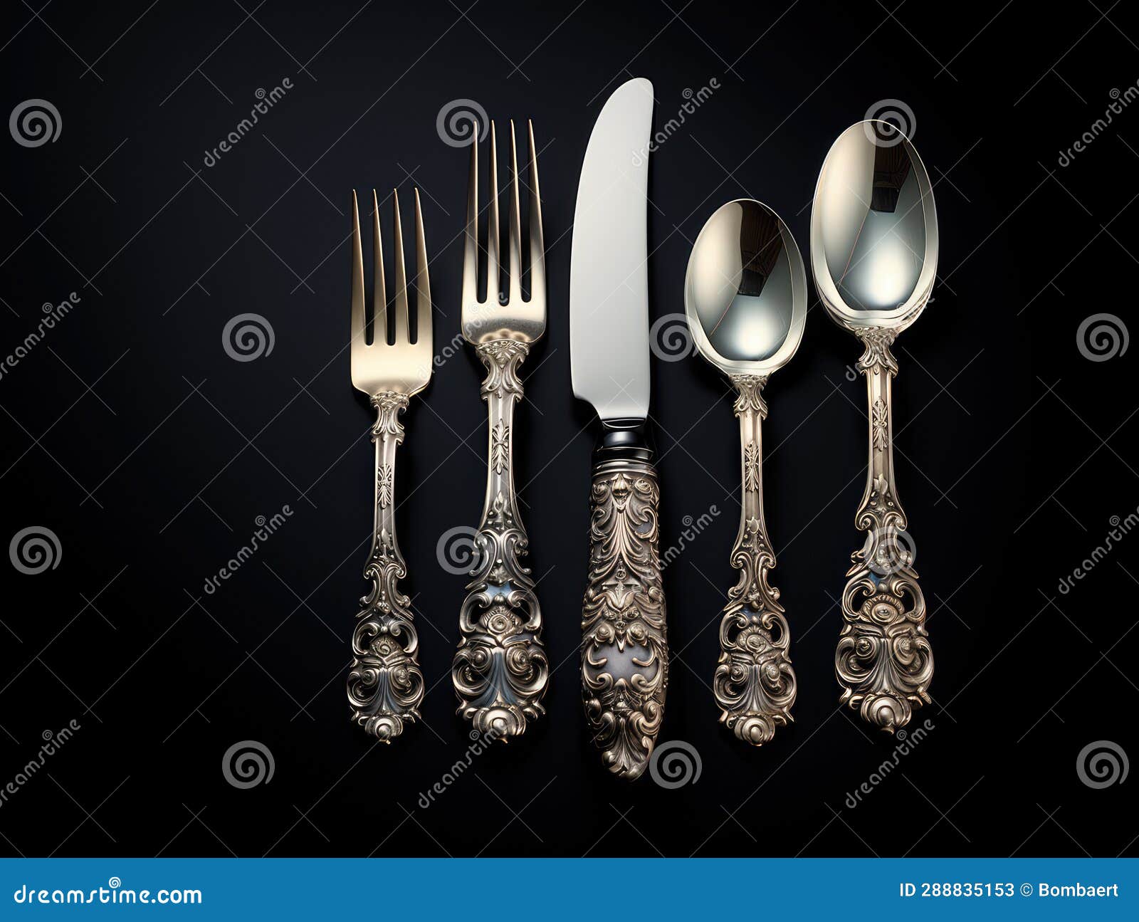 Generative Ai Illustration of Silverware Set Collection in Studio ...