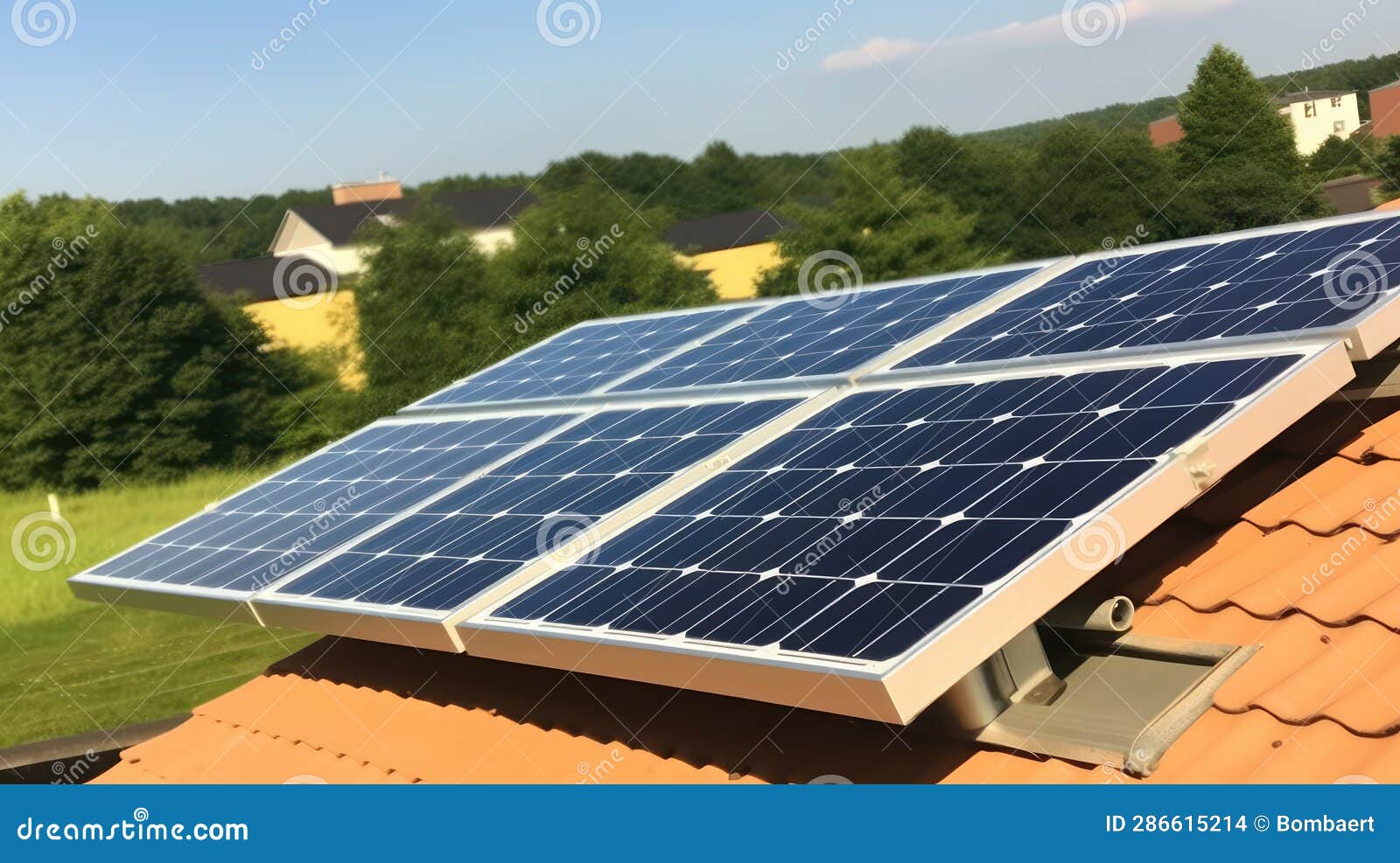 Generative Ai Illustration of Solar Panels on Rooftop Stock ...