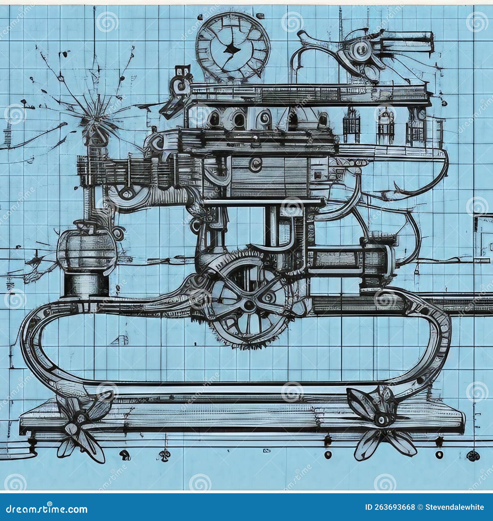 Generative AI Illustration of a Steampunk Complex Mousetrap Design ...