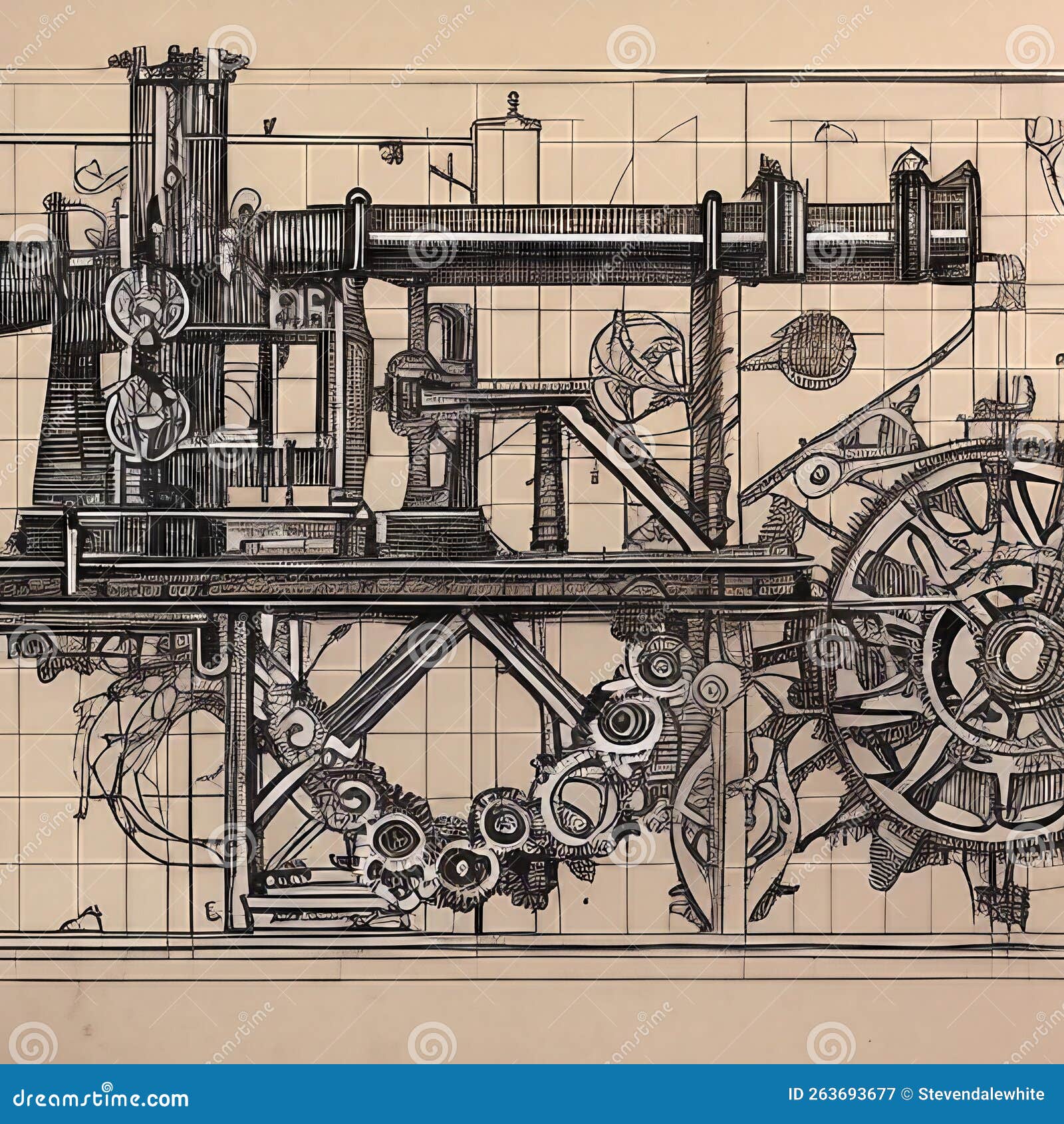 Generative AI Illustration of a Steampunk Complex Mousetrap Design ...