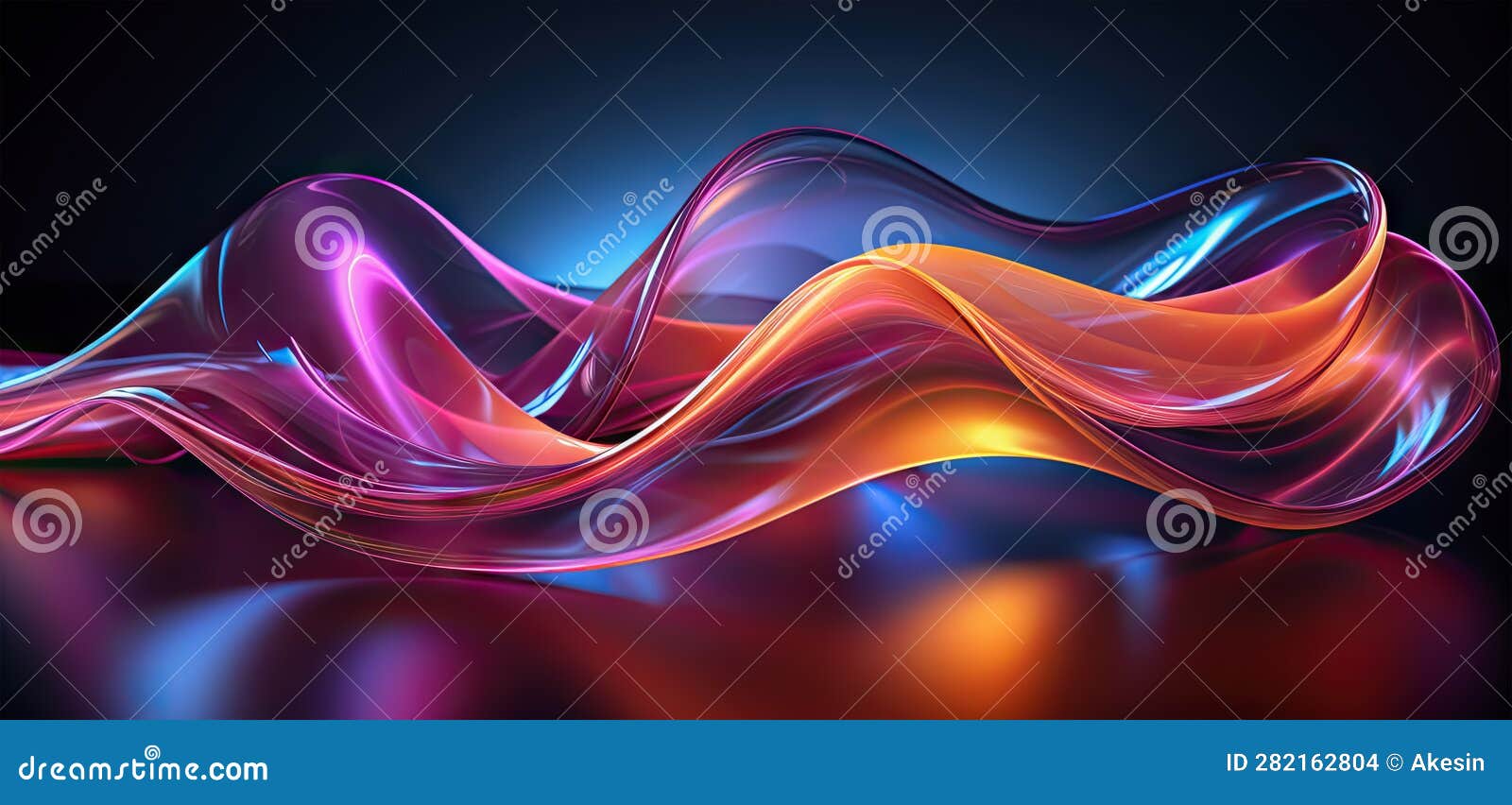 Generative AI Illustration Of Sublime Neon Light Waves Creating An ...