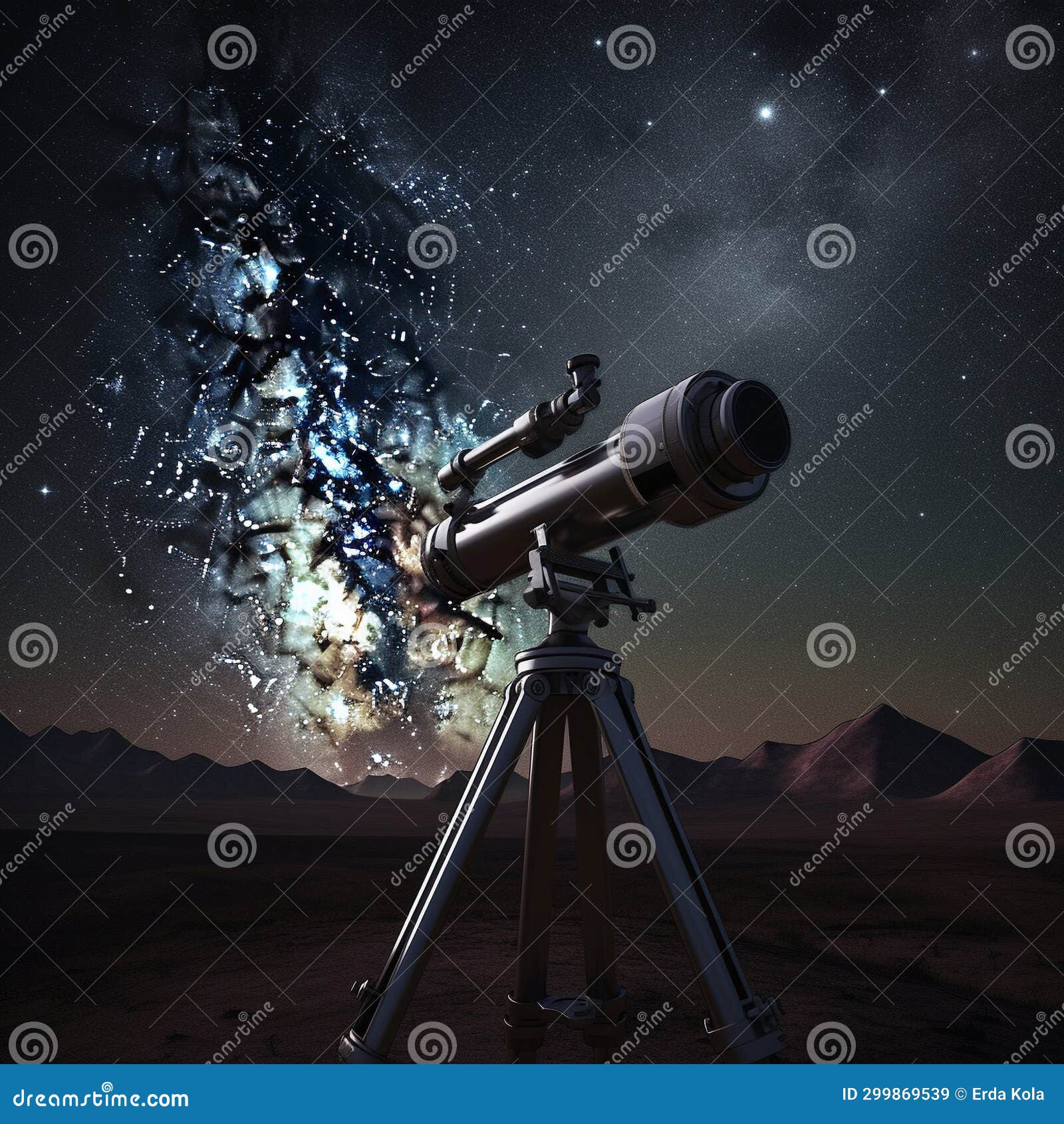 Generative AI Illustrations, Astronomical Telescope for Observing Stars ...