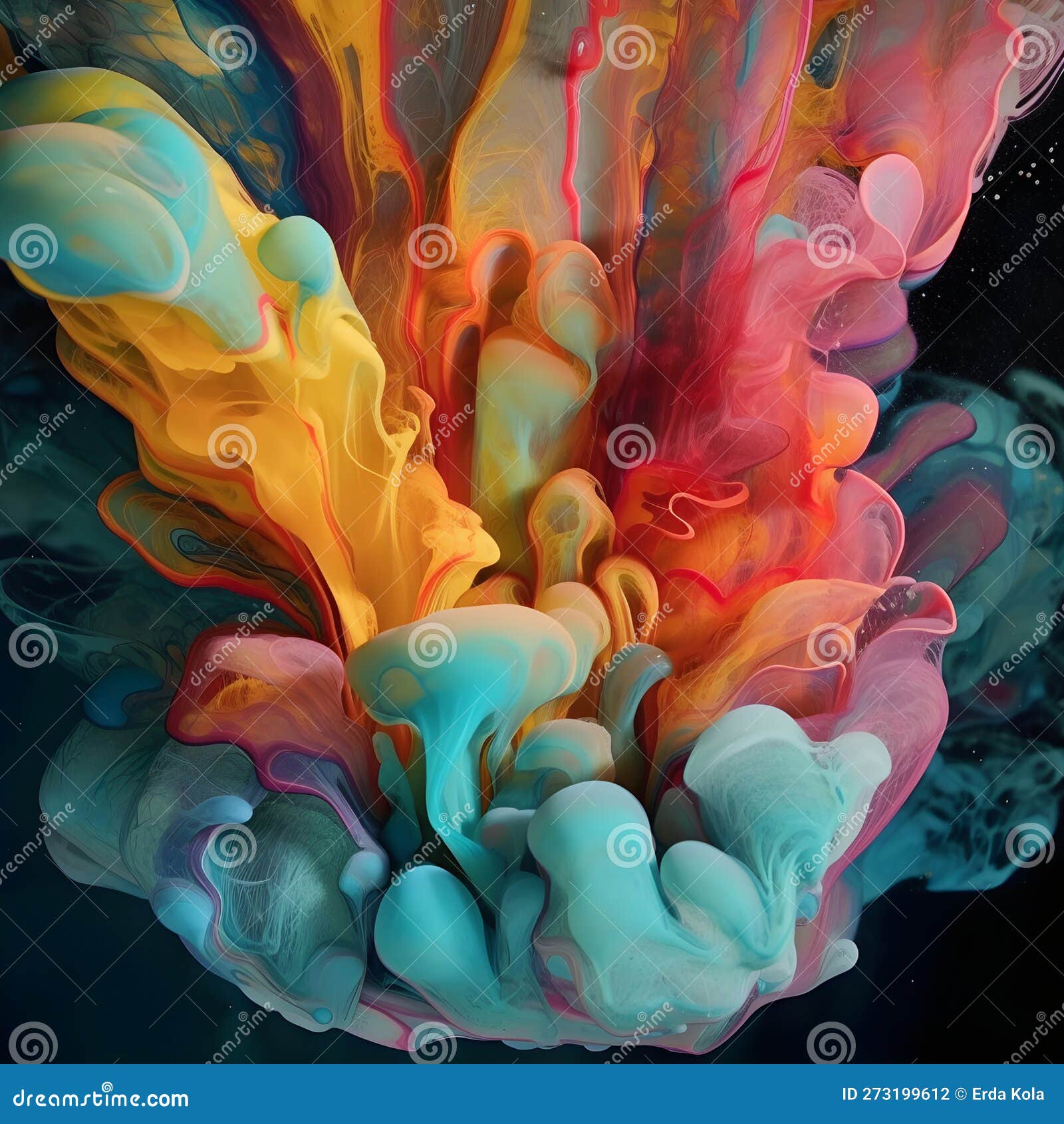 Generative Ai Illustrations, Fluid Art, Mixing Colors, that Explode and ...