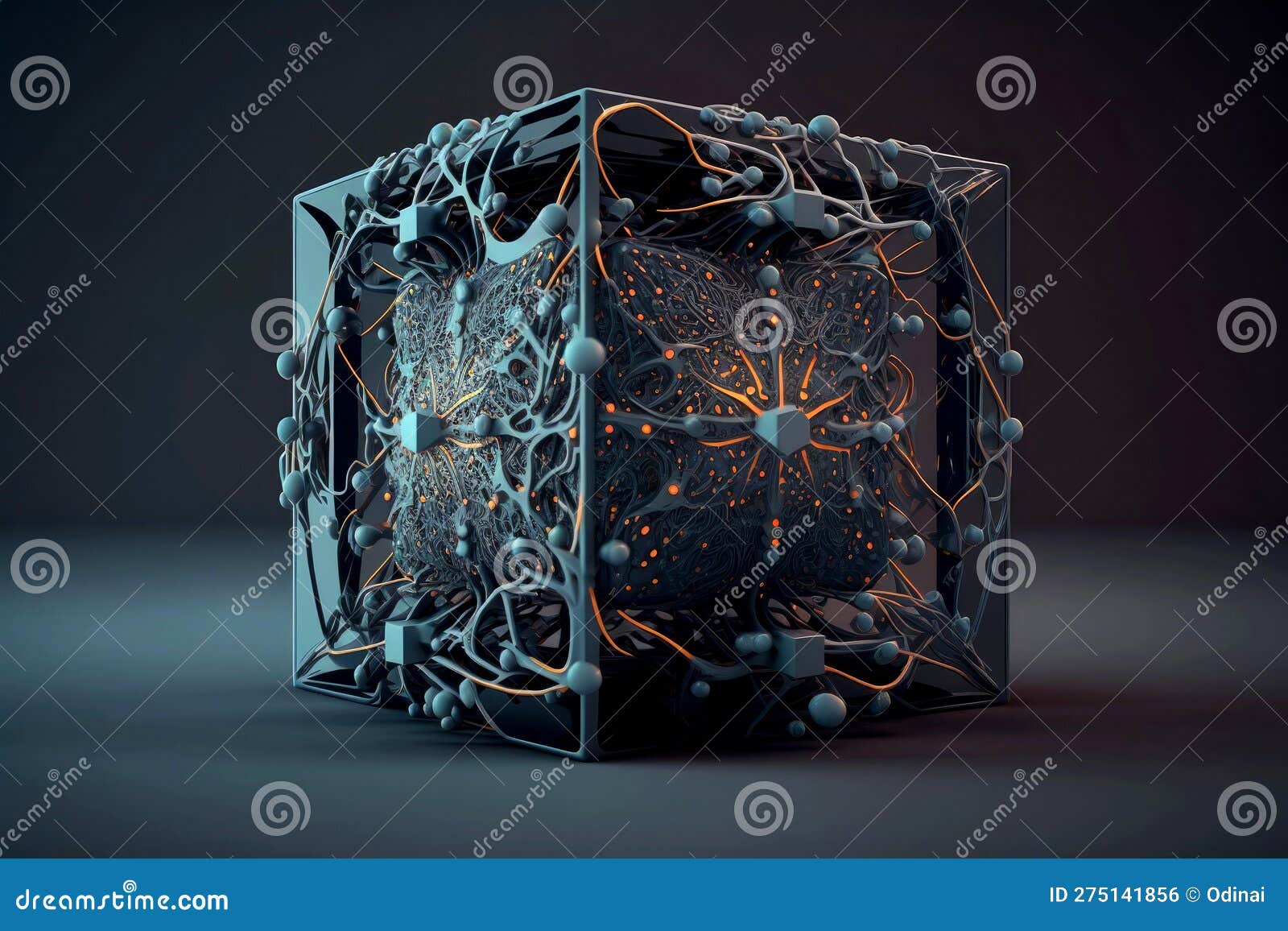 Futuristic Digital Cube Encoder - Generative AI Stock Illustration ...