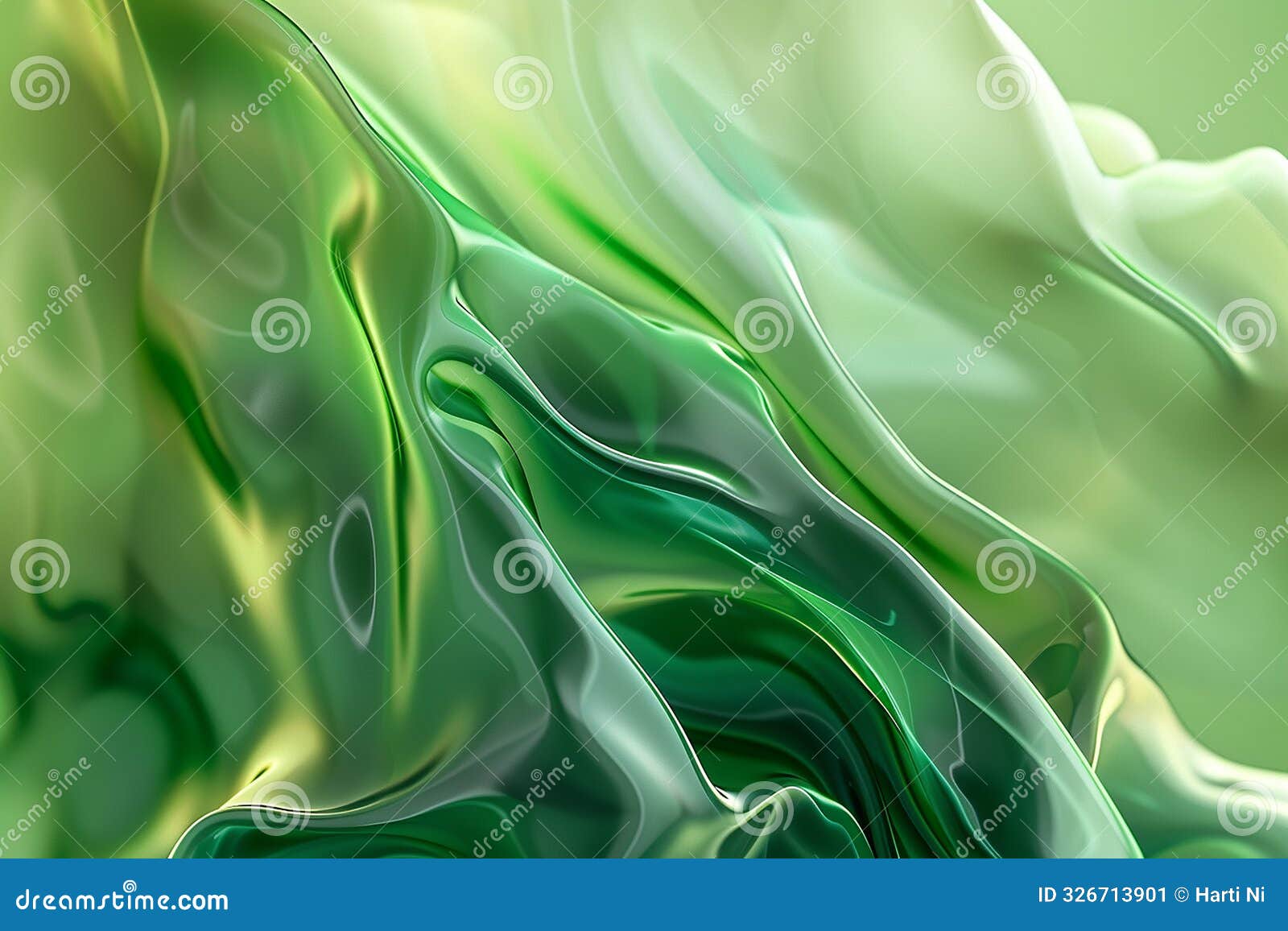 Generative AI Image of Abstract Green Gradient Water Fluid Shapes ...