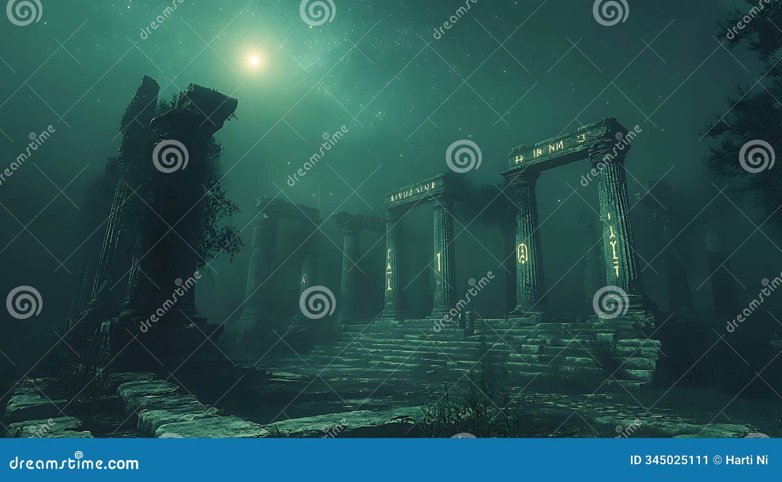 Generative AI Image of Ancient Ruins Surrounded by Glowing Magical ...